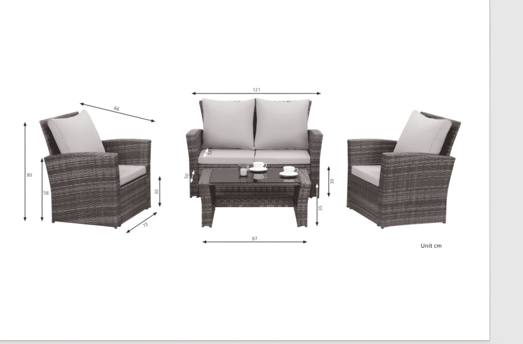 Grey Rattan Sofa Set with Table and Chairs – Taz Rattan
